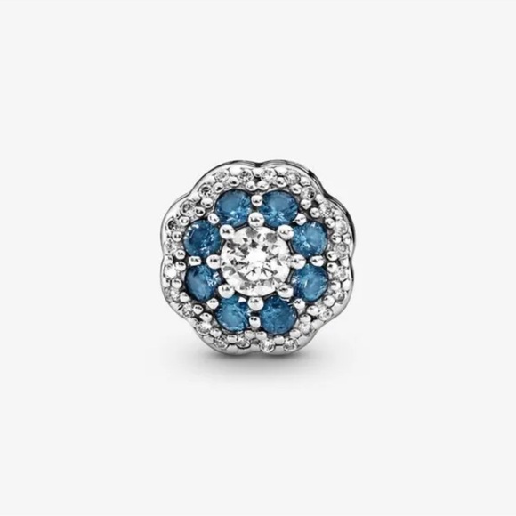 Pandora | Jewelry | Pandora Blue Sparkle Flower Charm | Poshmark